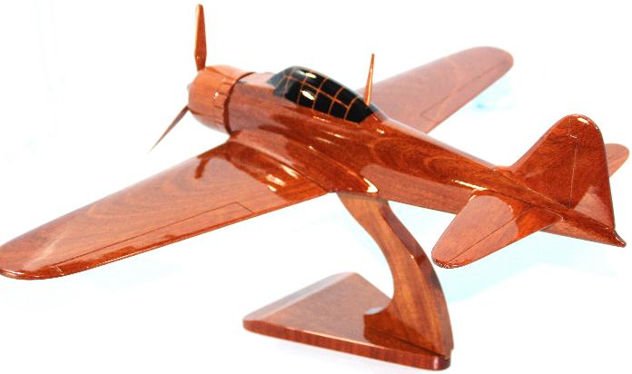 Japanese Zero Model aircraft, Wooden desktop airplane, Natural Mahogany ...